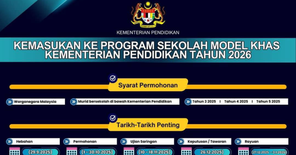 Program Sekolah Model Khas KPM: Kemasukan 2026